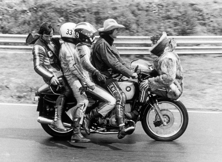 Five men on a motorcycle June 1974 | The Classic Motorcycle